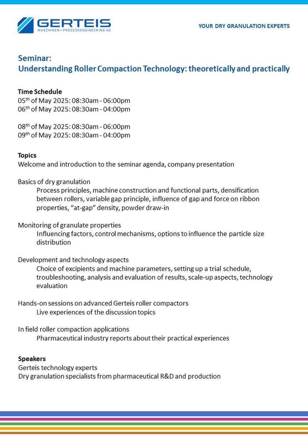 Our Dry Granulation Seminars